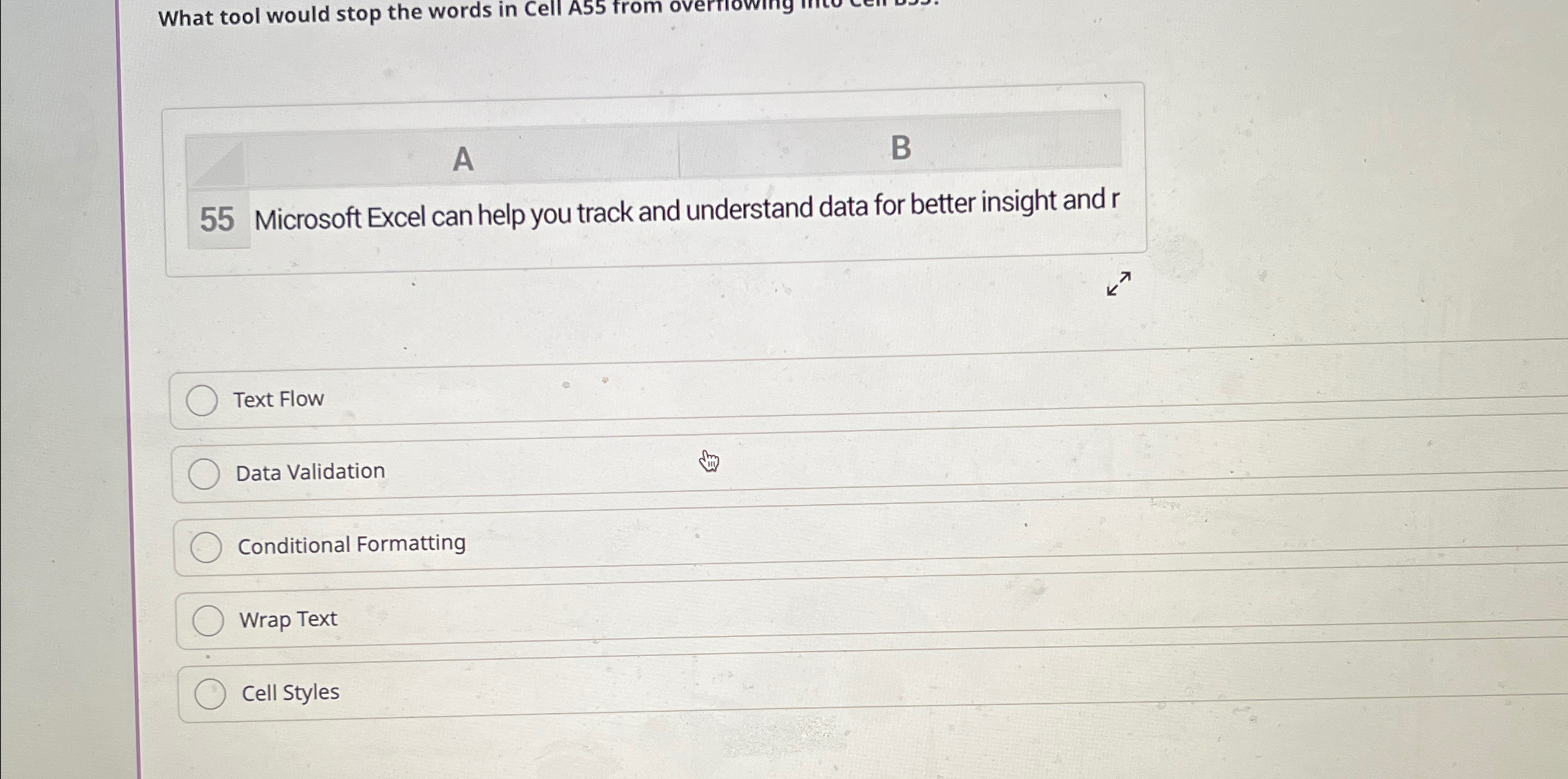 Solved 55 ﻿Microsoft Excel can help you track and understand | Chegg.com