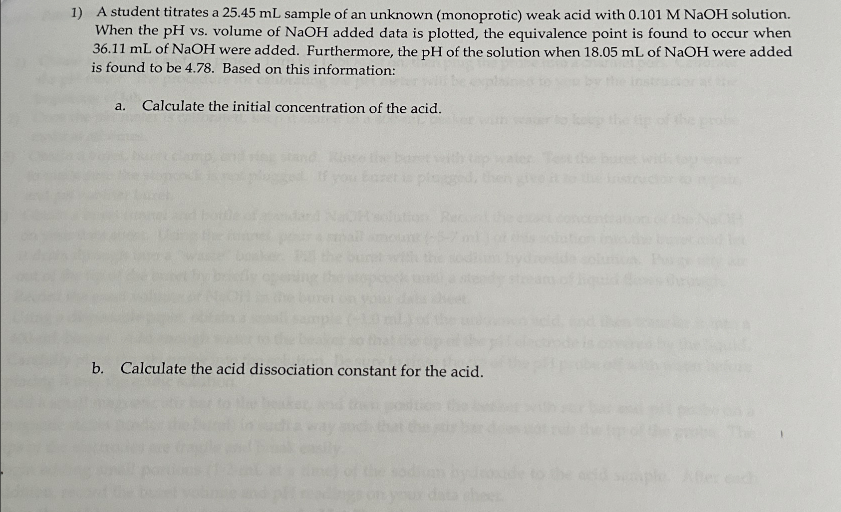 A student titrates a 25.45mL ﻿sample of an unknown | Chegg.com