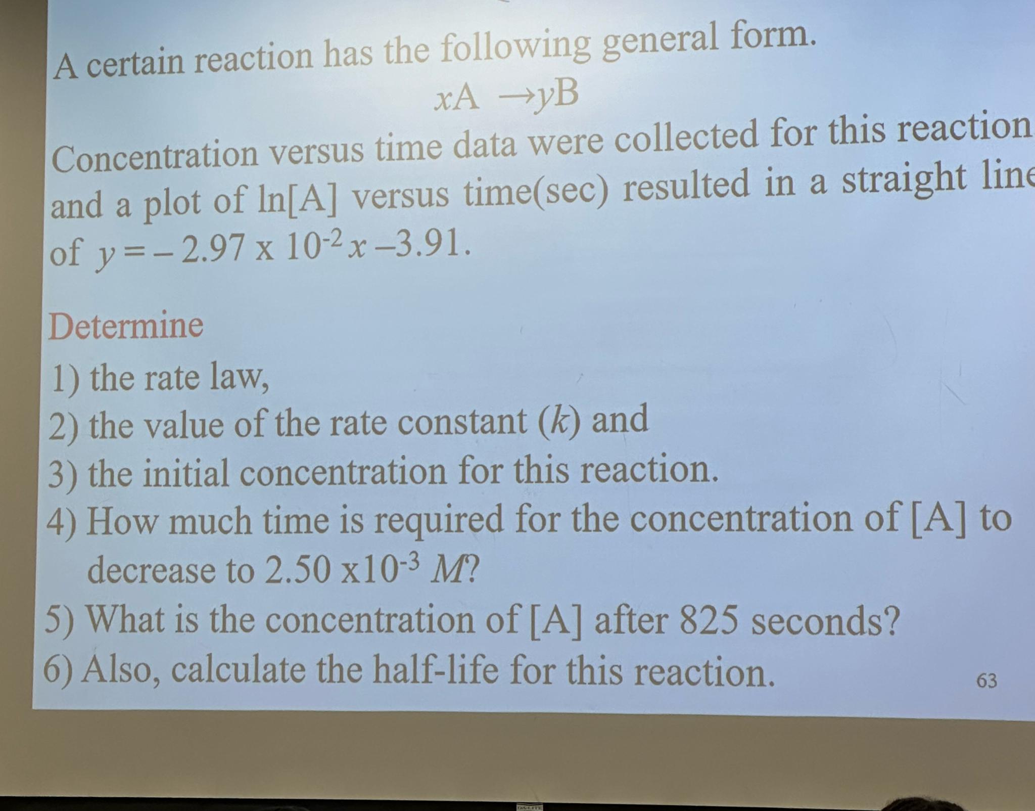 Solved A certain reaction has the following general | Chegg.com
