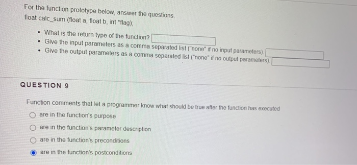 Solved For The Function Prototype Below Answer The 8488