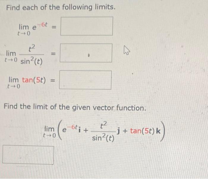 Solved Find each of the following limits. | Chegg.com