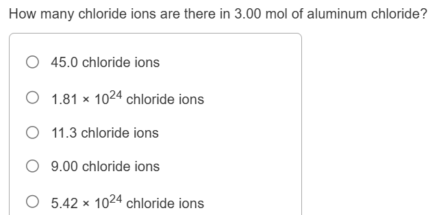 Solved How many chloride ions are there in 3.00 ﻿mol of | Chegg.com