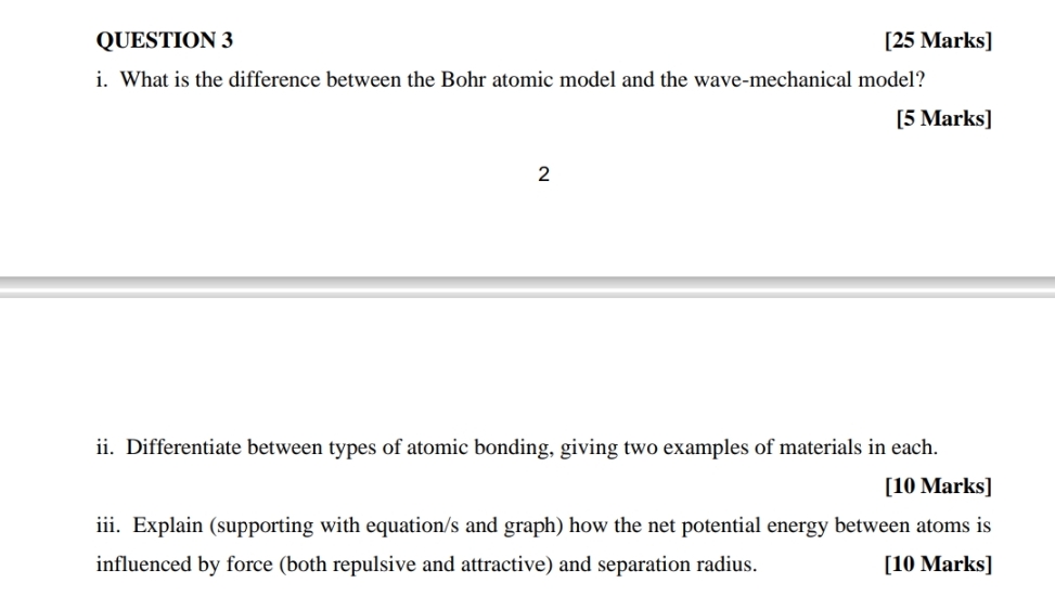 Solved QUESTION 3i. ﻿What is the difference between the Bohr | Chegg.com