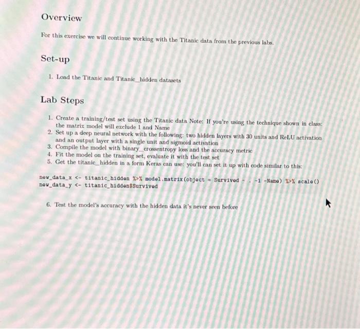 Solved For this exercise we will continue working with the | Chegg.com