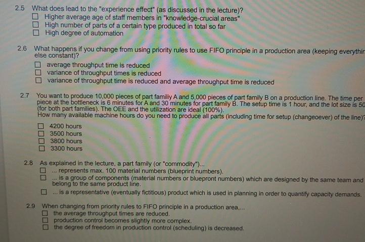 Solved 2.5 ﻿What does lead to the "experience effect" (as | Chegg.com