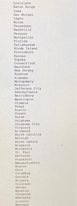 Solved Group Program 2 - State Capitals Write a program that | Chegg.com