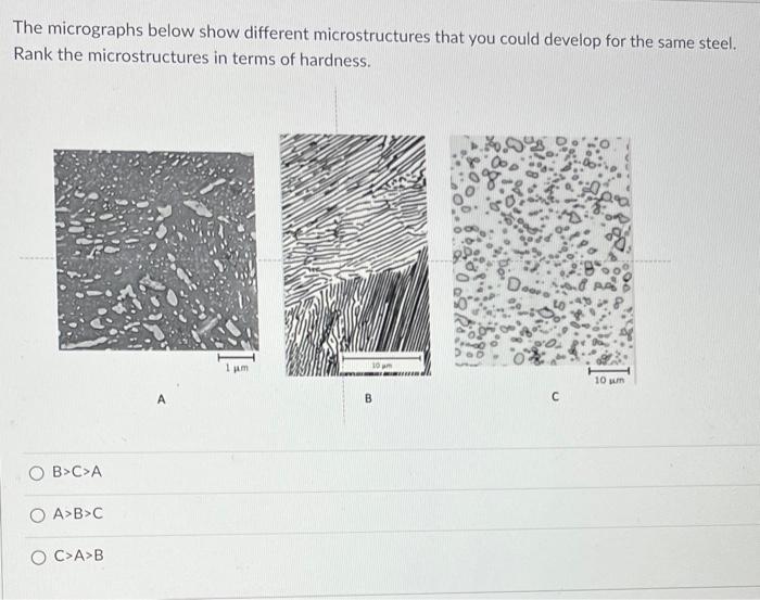Solved The micrographs below show different microstructures | Chegg.com
