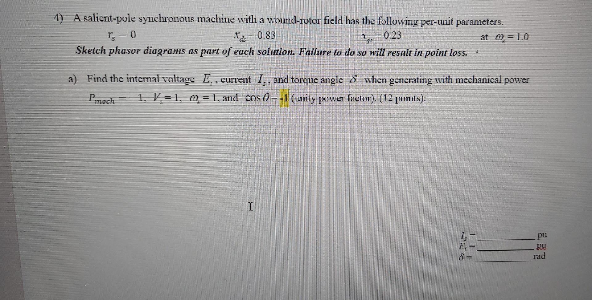 Solved A salient-pole synchronous machine with a wound-rotor | Chegg.com