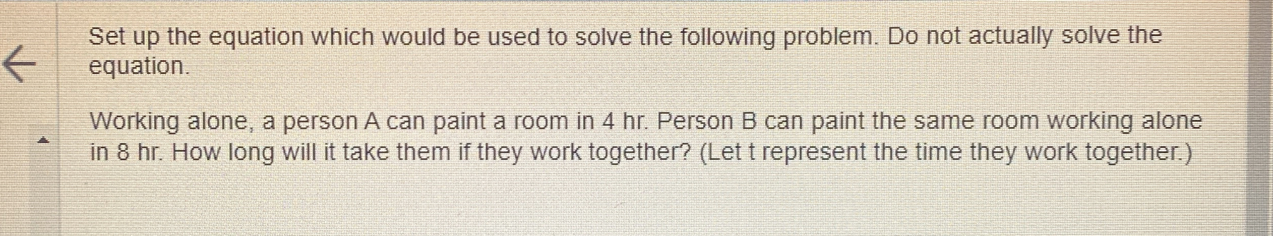 Solved Set up the equation which would be used to solve the | Chegg.com