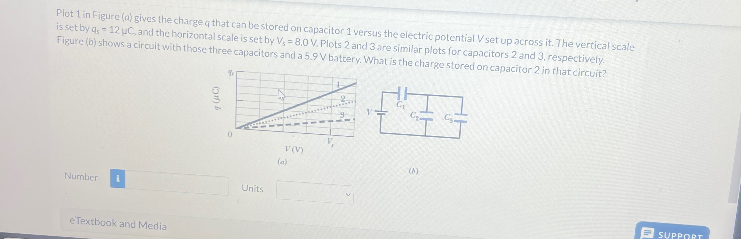 Solved Plot 1 ﻿in Figure (a) ﻿gives the charge q ﻿that can | Chegg.com