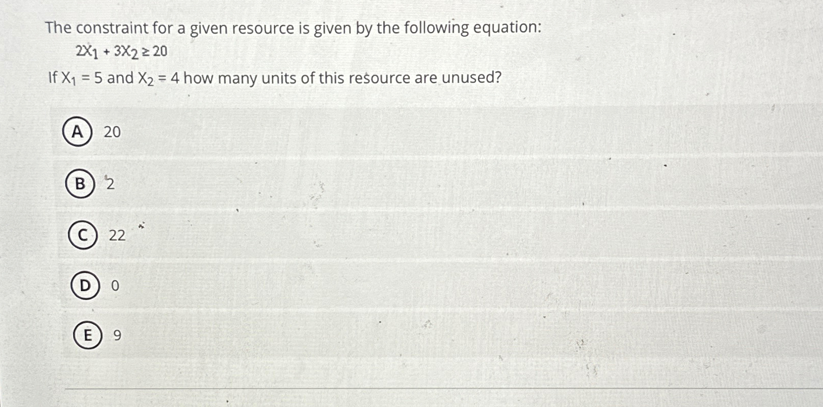 Solved The constraint for a given resource is given by the | Chegg.com