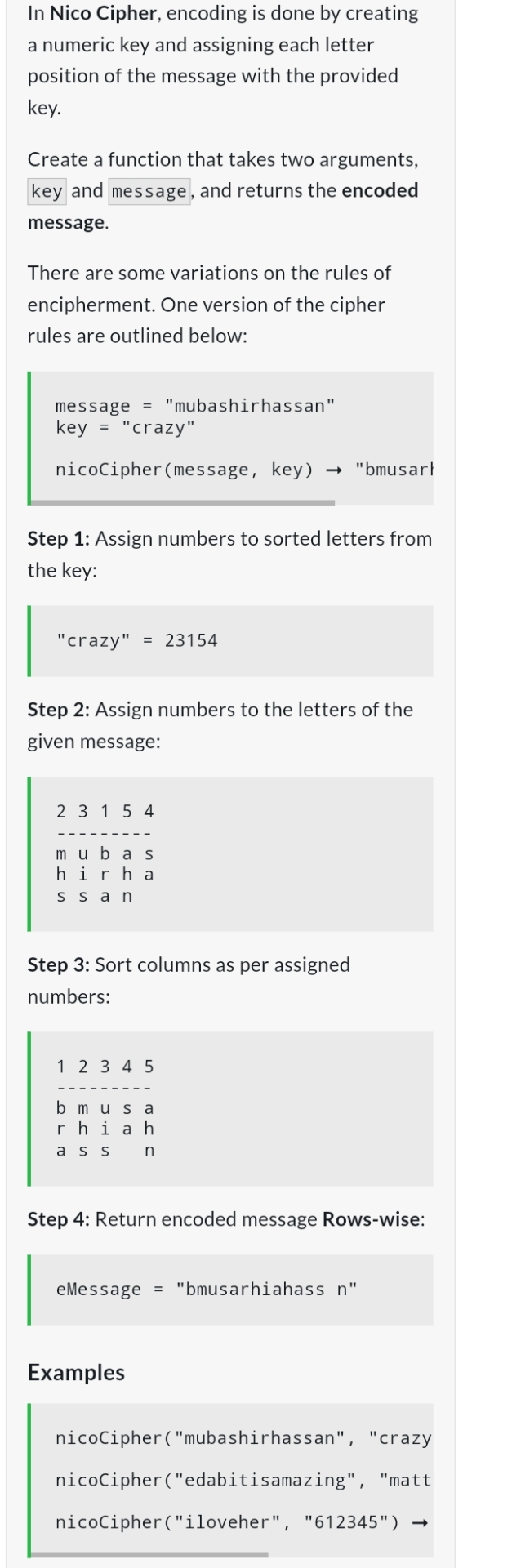 Solved give c++ ﻿codeIn Nico Cipher, encoding is done by | Chegg.com