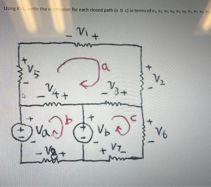Solved Using KCL, write the expression at each node (a b c | Chegg.com