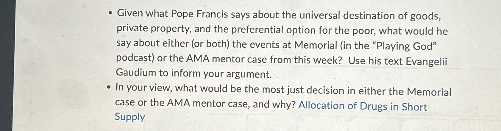 Solved Given what Pope Francis says about the universal | Chegg.com