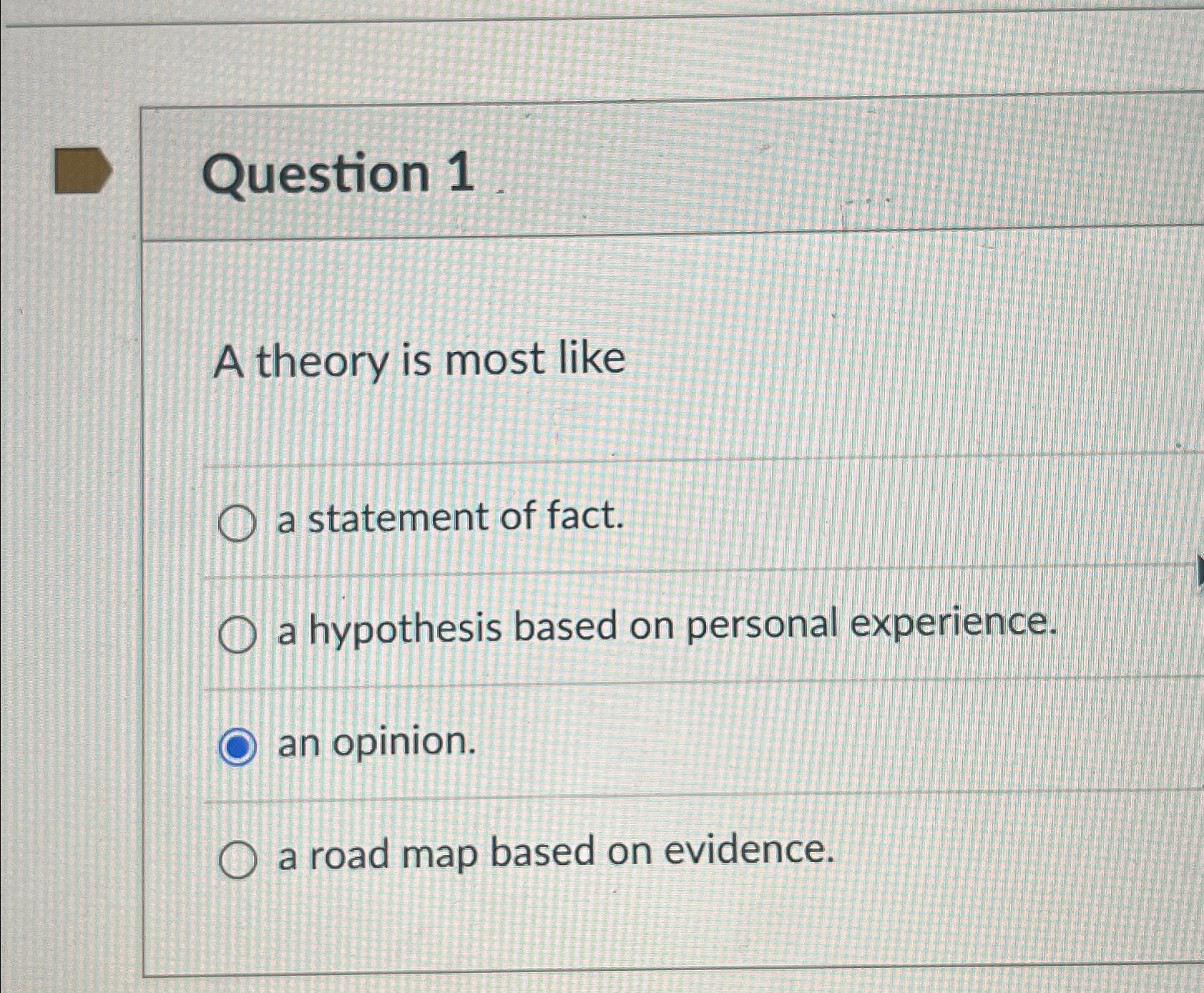 Solved Question 1A theory is most likea statement of fact.a | Chegg.com