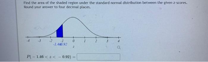 Solved For A Standard Normal Distribution Mean 0