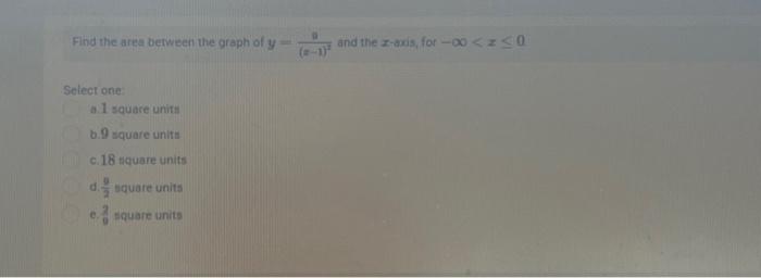 Solved Find the area between the graph of y=(z−1)2a and the | Chegg.com