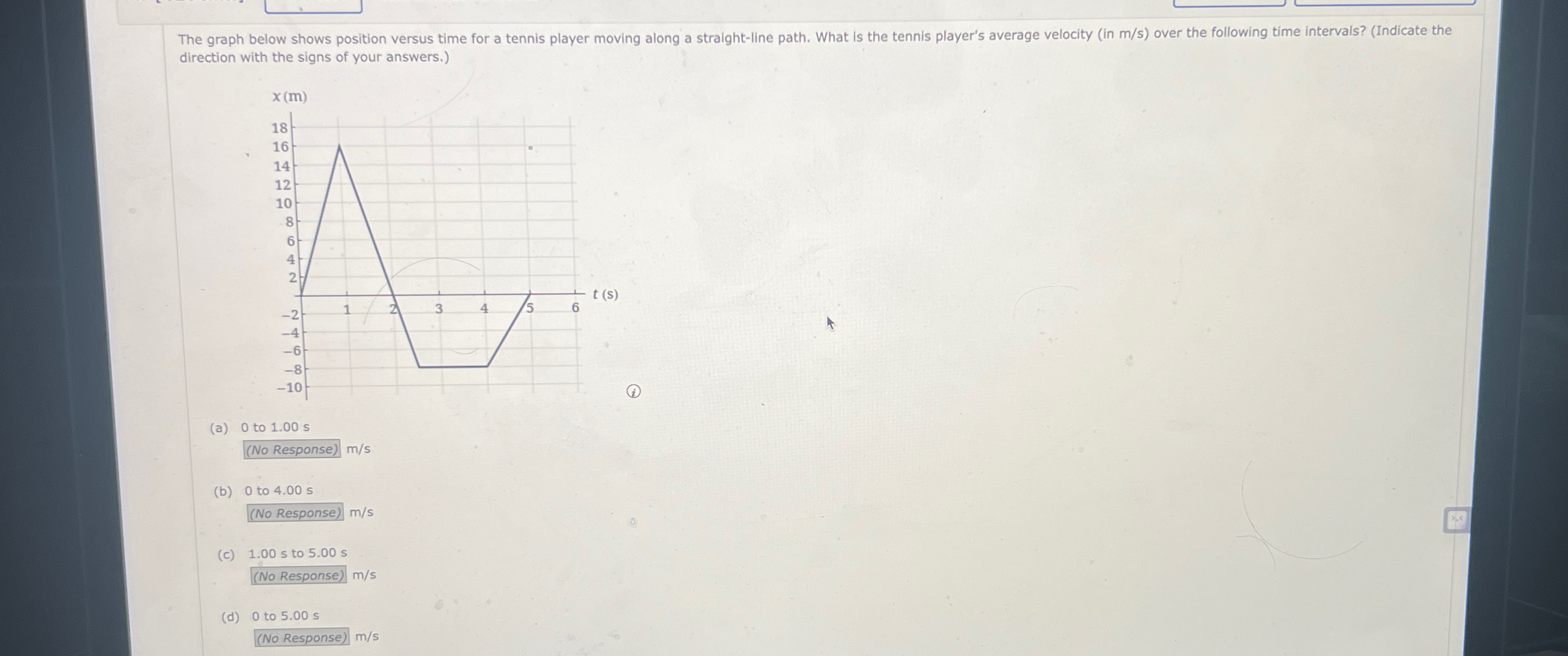 Solved The graph below shows position versus time for a | Chegg.com