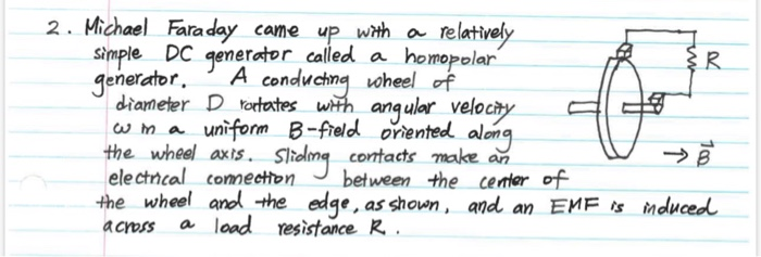 Solved 2. Michael Fara day came uP wth a Simple DC qenerator | Chegg.com
