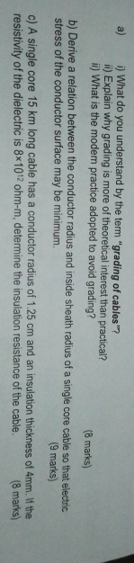 Solved a) ﻿i) ﻿What do you understand by the term "grading | Chegg.com