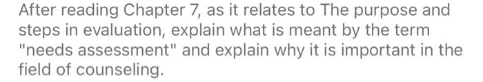 Solved After reading Chapter 7 , as it relates to The | Chegg.com