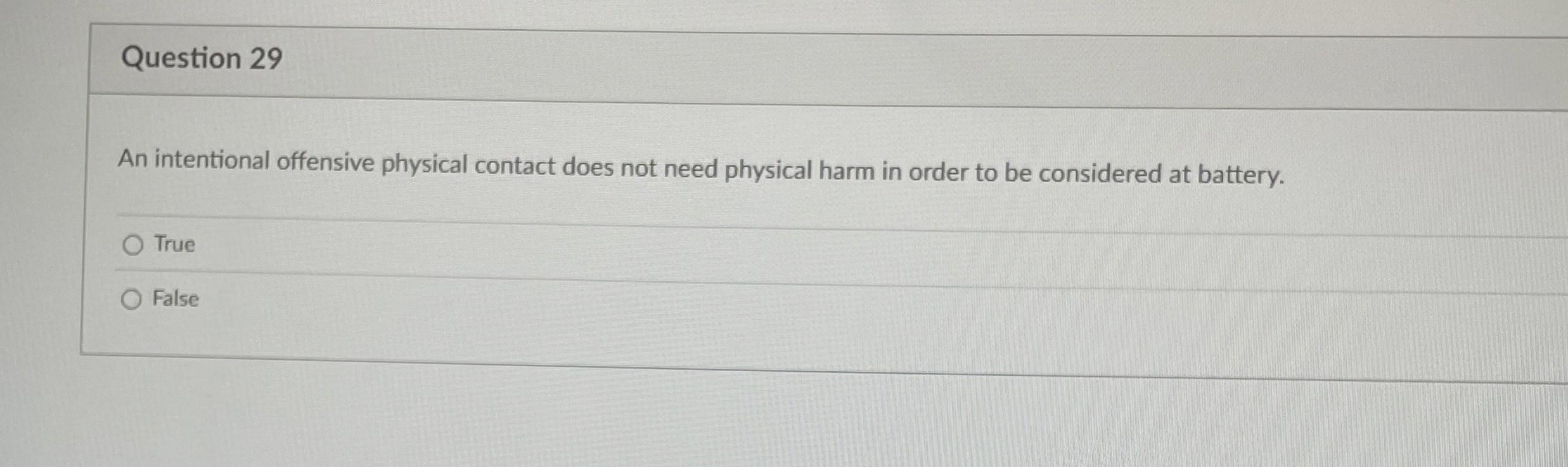 Solved Question 29An intentional offensive physical contact | Chegg.com