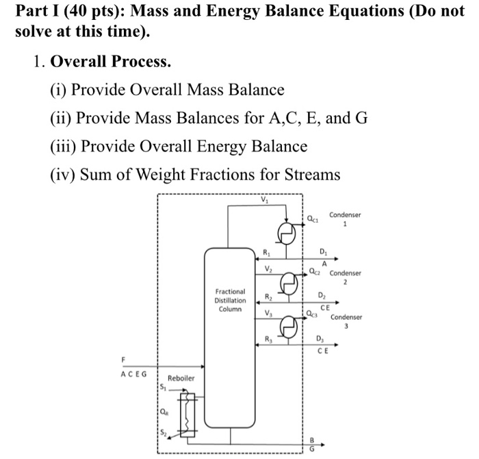 Solved Part I (40 pts): Mass and Energy Balance Equations | Chegg.com