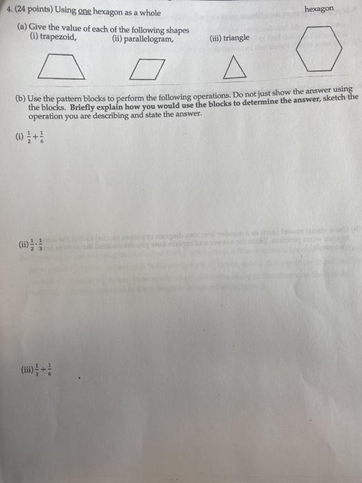 Solved hexagon 4. (24 points) Using one hexagon as a whole | Chegg.com