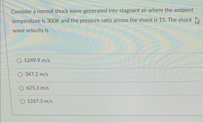 Solved Consider a normal shock wave generated into stagnant | Chegg.com