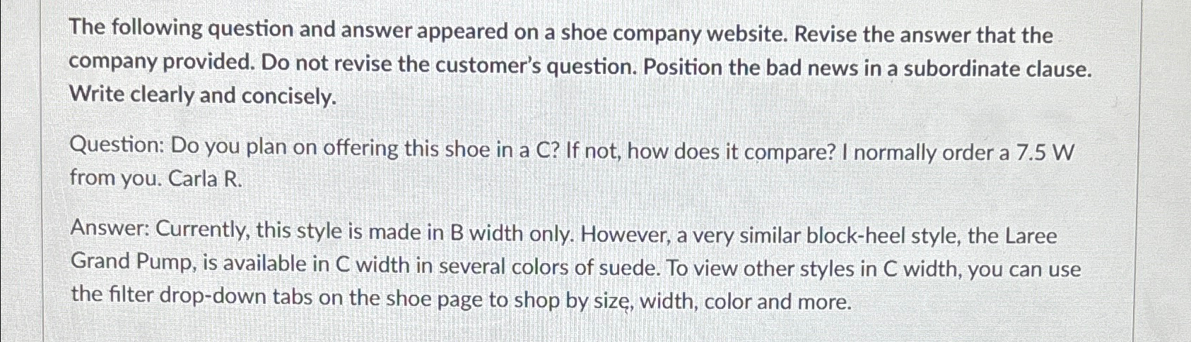 Solved The following question and answer appeared on a shoe | Chegg.com