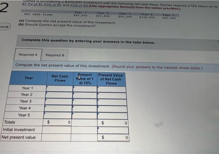 Solved Compute the net present wer. Le answers to the | Chegg.com