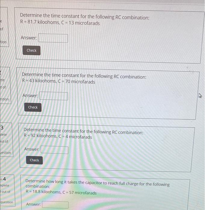 Solved Determine the time constant for the following RC | Chegg.com