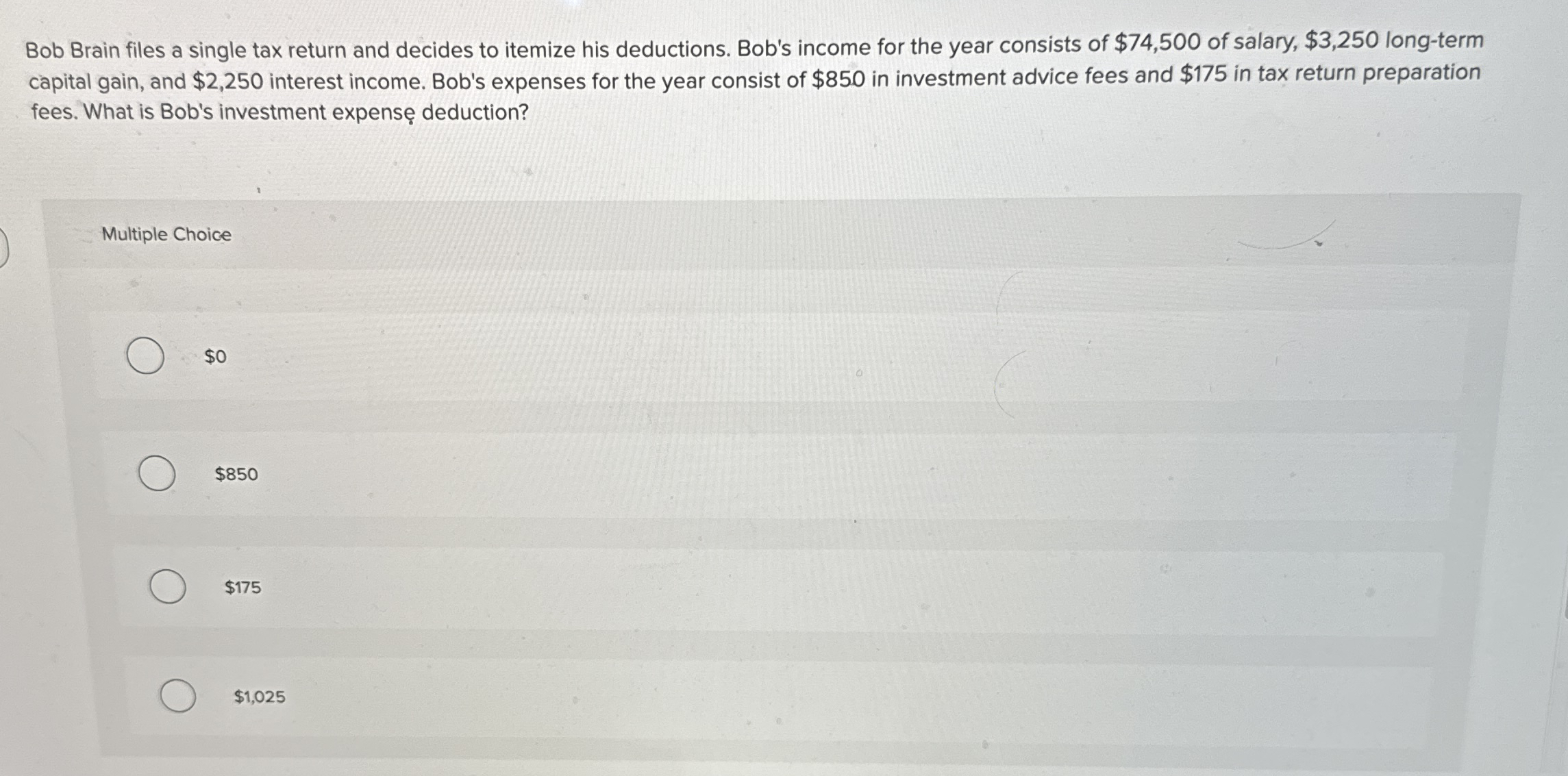 Solved Bob Brain files a single tax return and decides to | Chegg.com