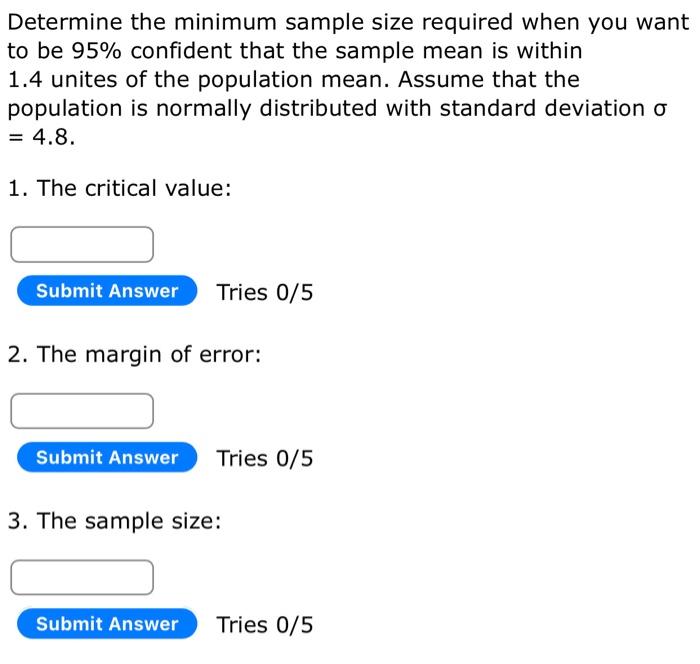 Solved Determine the minimum sample size required when you | Chegg.com