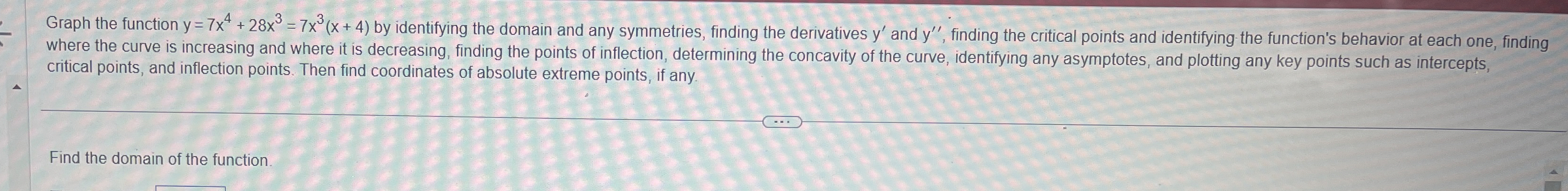 Solved Graph the function y=7x4+28x3=7x3(x+4) ﻿by | Chegg.com