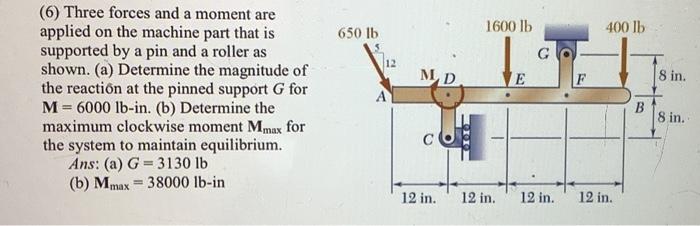 Solved (6) Three forces and a moment are applied on the | Chegg.com