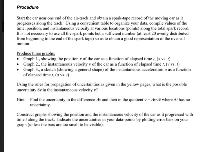 Experiment 3A KINEMATICS - Variable acceleration | Chegg.com