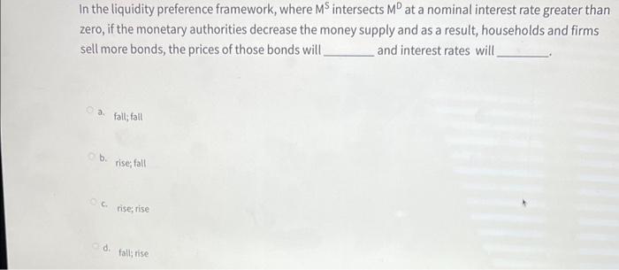 Solved In the liquidity preference framework, where MS | Chegg.com