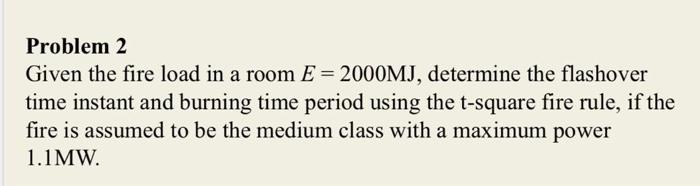 Solved Problem 2 Given the fire load in a room E = 2000MJ, | Chegg.com