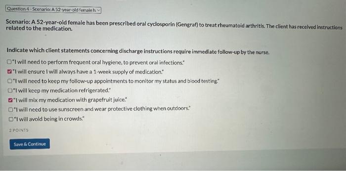 Solved Scenario: A 52-year-old female has been prescribed | Chegg.com