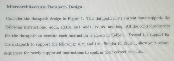 Solved Microarchitecture-Datapath Design Consider the | Chegg.com