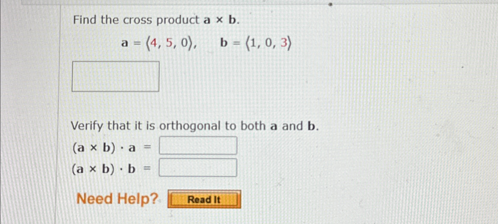Solved Find the cross product | Chegg.com