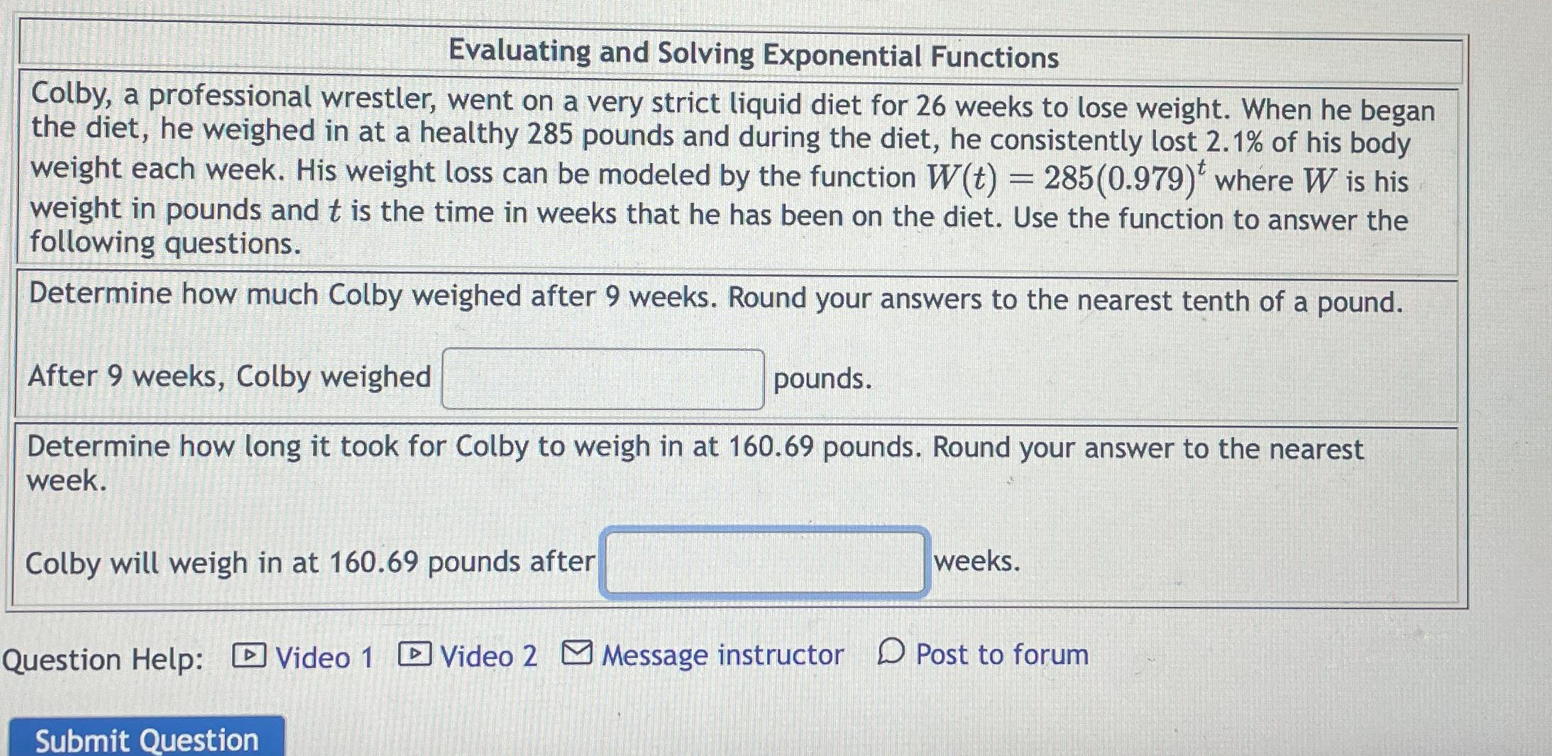 Solved Evaluating and Solving Exponential FunctionsColby, a | Chegg.com