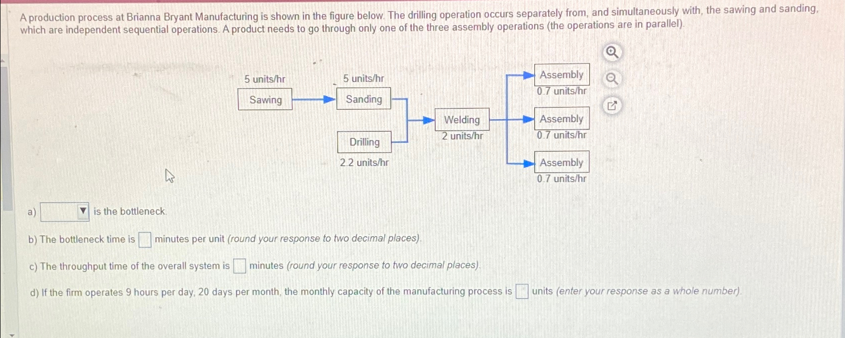 Solved A production process at Brianna Bryant Manufacturing | Chegg.com