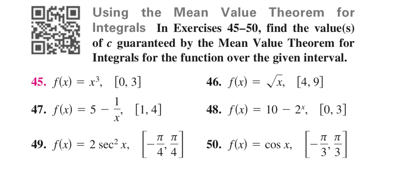 Solved Using the Mean Value Theorem for Integrals In | Chegg.com