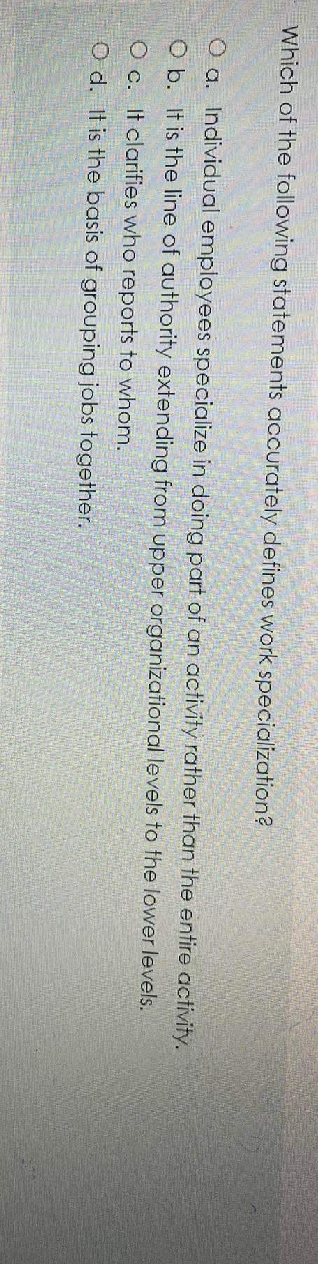 Solved Which of the following statements accurately defines | Chegg.com