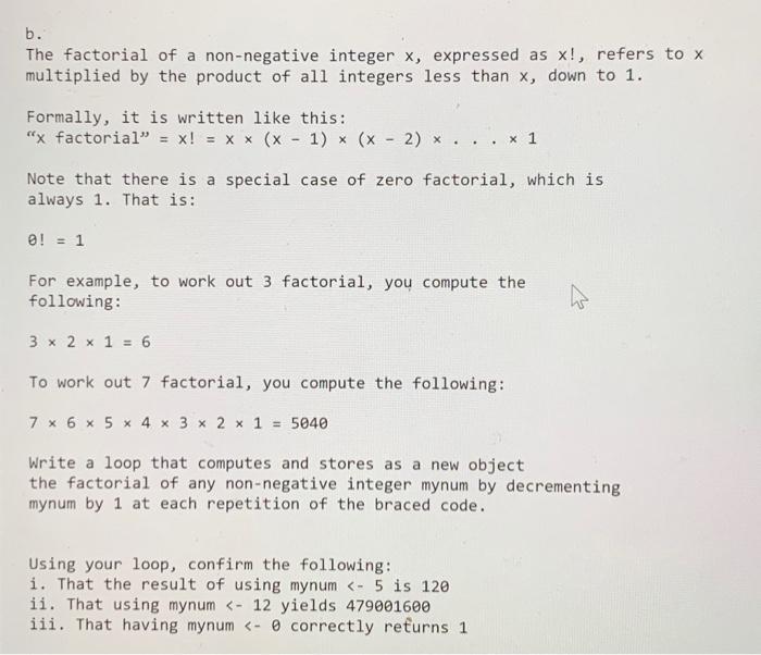 Solved b. The factorial of a non-negative integer x, | Chegg.com