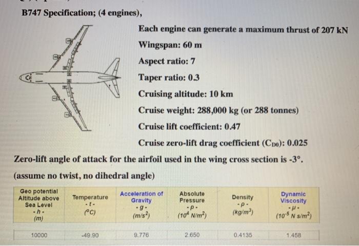 Solved B747 Specification; (4 engines), Each engine can | Chegg.com