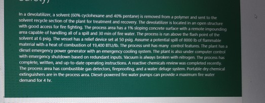 In a devolatilizer, a solvent (60% cyclohexane and | Chegg.com