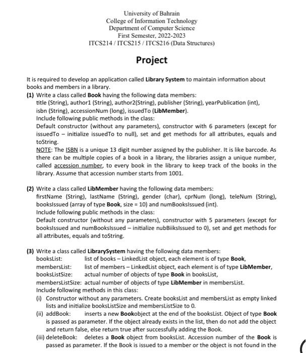 Solved University of Bahrain College of Information | Chegg.com